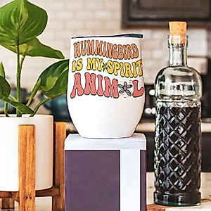 Hummingbird Spirit Animal Gift Mug for Coworkers and Friends Custom Personalized Name Insulated Tumbler 12oz with Lid