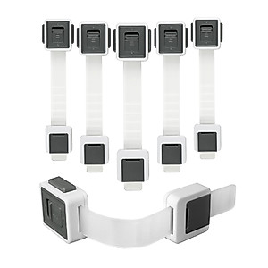 Cabinet Locks for Babies Aosite 6 Pack Child Safety Cabinet Locks Childproof Drawer Latches Baby Proof Straps Locks Adjustable Refrigerator Lock Door Lock for Furniture, Kitchen, Toilet, No Drilling