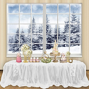 7x5ft Winter Wonderland Forest Scene Backdrop for Photography Christmas Party Decoration