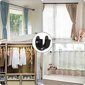 RHBLME 10PCS Stainless Steel Closet Rod Brackets Black, 1-1/4 Inch Diameter U-Shaped Closet Rod Holders, Heavy Duty Closet Rod End Supports Closet Pole Sockets Flange Rod Holder Set with Screws