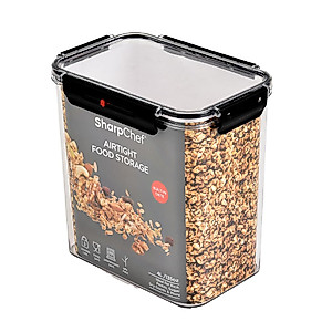 SharpChef Airtight Food Storage Container with Easy locking lids, Date Indicator, Leakproof, Kitchen Pantry Organization and Storage, Cereal, Flour & Sugar, Rice, Cookies, Candy, Pasta,BPA-Free (4L)