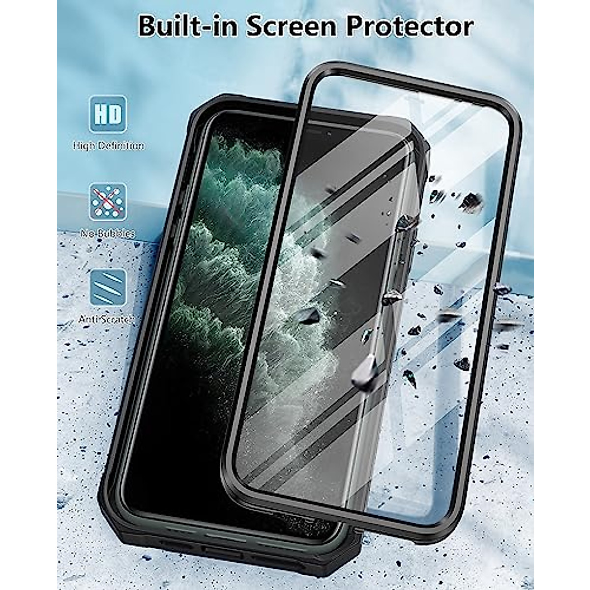 FNTCASE for iPhone 11 Pro Max Case: with Belt-Clip Holster & Built-in Screen Protector & Kickstand, Full-Body Dual Layer Rugged Heavy Duty Military Shockproof Protective Cell Phone Cover -Black