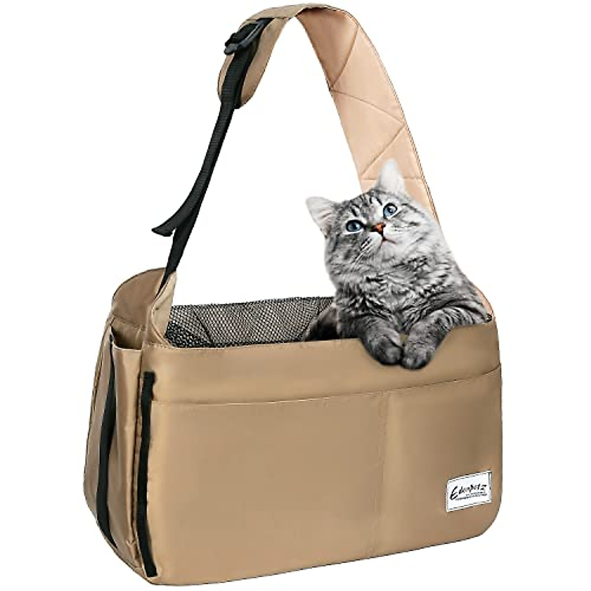 WILDEDEN Comfort Light Slings Travel Shoulder Bag,Pet Dog Cat Carrier for Small Animals(Khaki)