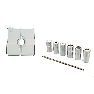 DCT SAE Drill Bit Guide Centering Punch 8-pc Center Drilling Set Kit – 3/16 to 1/2in Bushings, Locating Pin, Guide