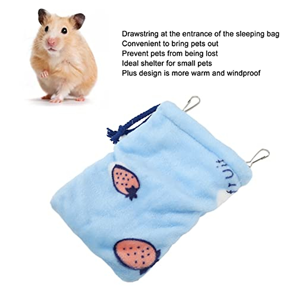 Hamster Sleeping Pouch, Flannel Warm Hamster Sleeping Bag Soft Hideout Small Pet Hanging Nest Bed with Hooks for Hamster Rat Gliders Small Pets