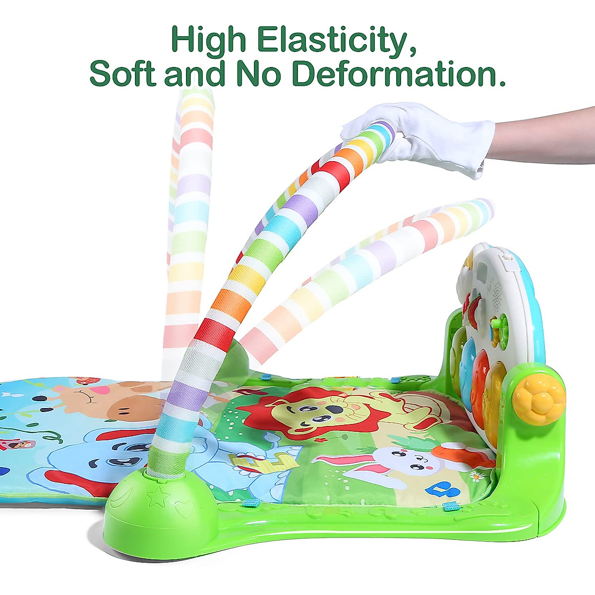 CUTE STONE Baby Gym Play Mat, Play Piano Gym with Tummy Time Activity Mat, Musical Activity Center for Infants Toddlers