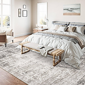 HUGEAR 6x9 Living Room Rugs Grey Washable Hallway Area Rug Indoor Accent Rug Abstract Low Pile Carpet Distressed Throw Aesthetic Rug Bedroom Office Dining Room Kitchen Laundry Room Non Slip
