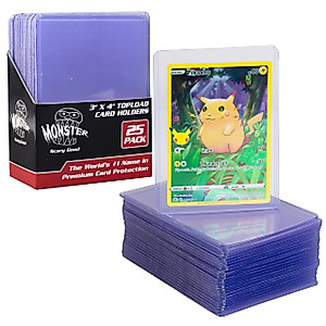Monster Top Loaders for Collectible Trading Cards - 25 Count 3"x4" Clear Hard Plastic Card Protector Toploader Sleeves Compatible w MTG, Magic The Gathering, Yugioh, Pokemon, Sports Cards & All TCGs