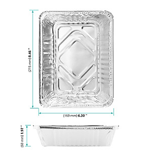 FUNSUEI 125 Pack 2.25 Lbs 8.5 x 6 x 2 Inch Aluminum Pans, Disposable Aluminum Foil Pans with Clear Lids for Baking, Cooking, Heating, Takeout
