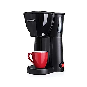 Mixpresso Mini Compact Drip coffee Maker With Brewing Basket, Black Small Coffee Pot, One Cup Brew, Gift For Men And Women (10.5oz)