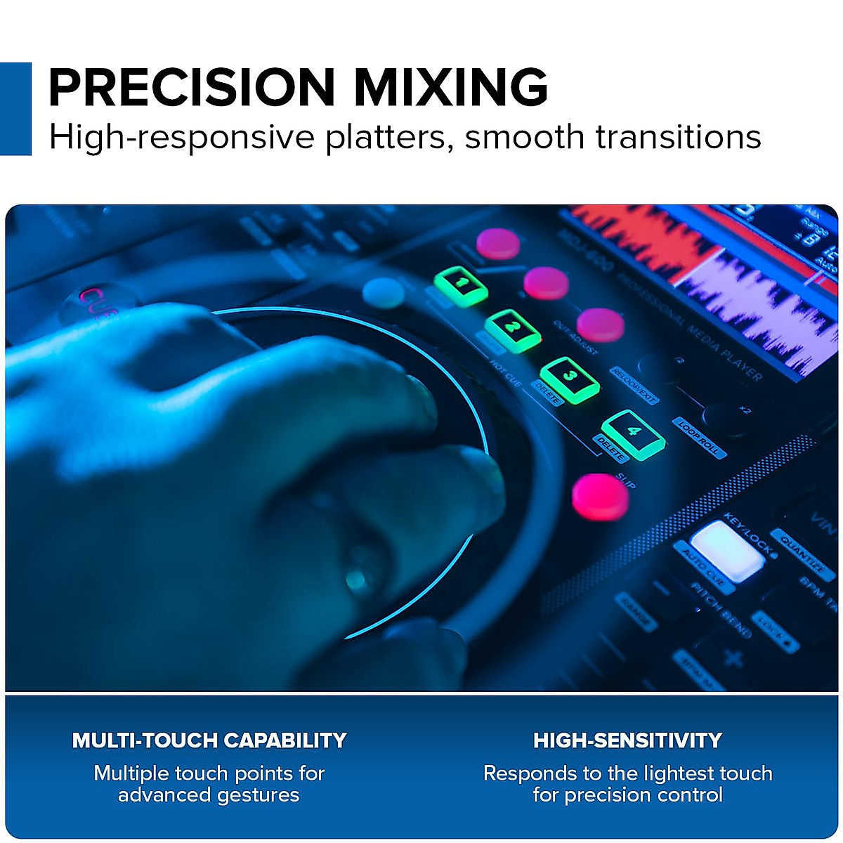 Gemini Sound MDJ-600: Professional CD & USB DJ Media Player with 4.3" Display, Touch-Capacitive Jogwheels, MIDI Controller – Versatile DJ Deck for Beginners and Pros