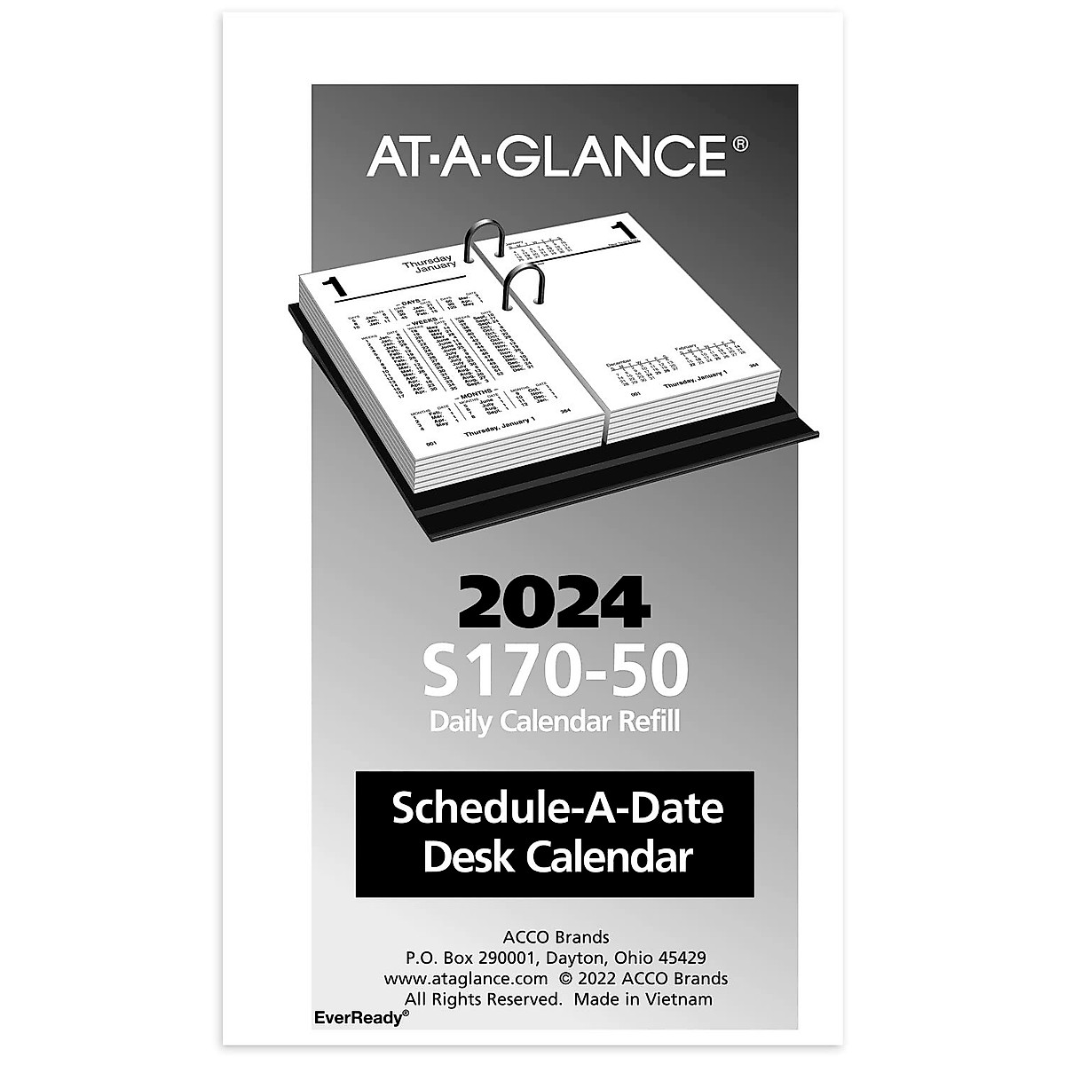 AT-A-GLANCE 2024 Daily Desk Calendar Refill, 3-1/2" x 6", Standard, Financial (S1705024)
