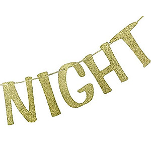 Prom Night Gold Glitter Banner, Prom Party Paper Decors Backdrops, Graduation Garland, Class of 2023 Grad Party Decorations Supplies (Gold)