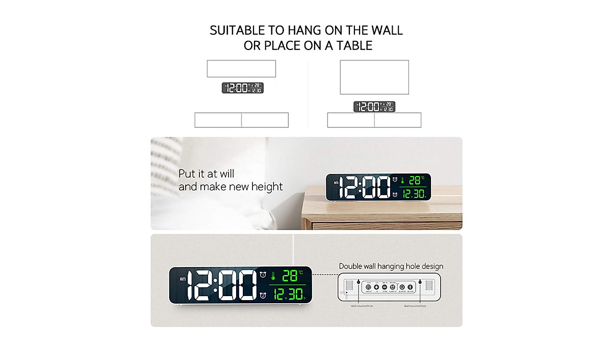 Digital LED Alarm Clock for Living Room & Bedroom - Modern Design
