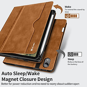 H HOLIMET Case for 2024 iPad Mini 7/2021 iPad Mini 6 with Pencil Holder Pocket with Soft TPU Back Cover (Fits Model #'s A2567, A2568, A2569, A2993, A2995, A2996), Sleep/Wake, Vegan Leather