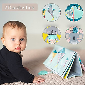 Taf Toys Koala Infant Tummy-time High Contrast Soft Crinkle Activity Book with Huge Baby Safe Mirror, 3D Activities, Textures and a Soft Baby Teether