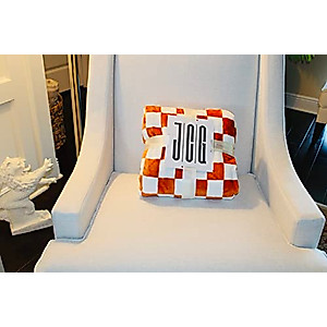 JCG Blanket Luxury Chessboard Plaid Throw Blanket (White/Orange), Fluffy Blankets, Warm Blankets for Winter, Blankets Queen Size, Good Also as Summer Blanket,