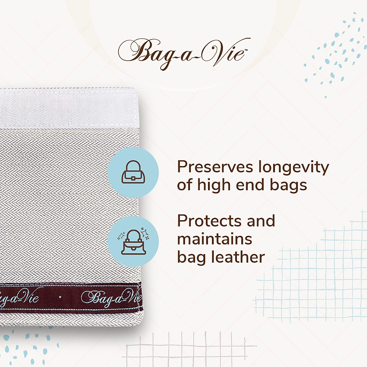 Bag-a-Vie Love HandleZ Herringbone Bag Handle Wrap - Handbag Leather Protector For Protecting Leather Against Chain Handles & Hardware - Chain Wrap Protection Preserves Longevity Of Designer Bags