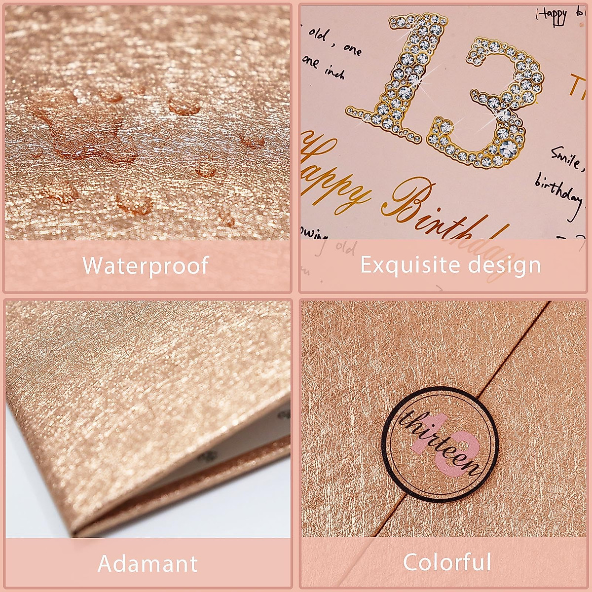 Crenics Rose Gold 13th Birthday Decorations, Creative 13th Birthday Guest Book Alternative, Large 13th Birthday Signature Book 12" x 18", Great 13 Years Old Birthday Gifts for Girls