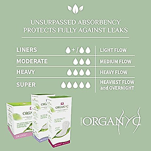 Organyc 100% Certified Organic Cotton Flat Panty Liner - Everyday Sanitary Pad, Free from Wood Pulp, Perfumes, SAP and Chemicals - Maxi Flow, 20 Count