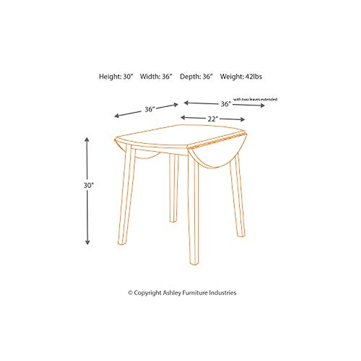 Signature Design by Ashley Hammis Round Dining Room Drop Leaf Table, Dark Brown