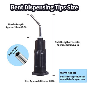 Blunt Tip Needle, 100 Pcs 20G Black Bent Dispensing Tips, Flow Dispensing Needle Tips, Disposable Dental Irrigation Fluid Needle Tips for Oil or Glue Applicator