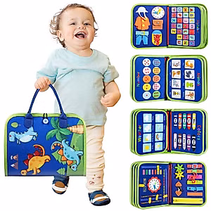 Winblo Toddler Busy Board - Montessori Toys for 1-3 Year Old Boy Birthday Gift, Educational Learning Sensory Busy Book for Two Year Old Boys, Kids Ages 2-4 Activities Toy for Airplane Car Travel