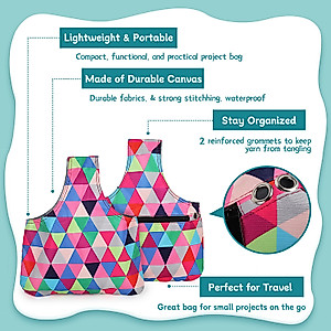 Katech Knitting Tote Bag Lightweight Travel Knitting Yarn Storage Bag Organizer Empty Portable Knit Wrist Bag for Holding Yarn, Crochet Hooks, Crochet Needles, Knitting and Crochet Supplies