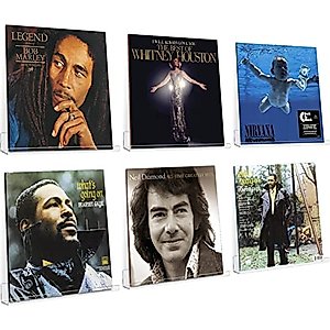 Sooyee 6 Pack Vinyl Holder, Vinyl Record Wall Mount Shelf for 7 Inch Single EP,Acrylic Album Covers for Wall Decor in Office Home,Record Shelf Display,LP Record Storage,Clear