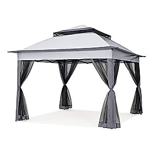 COOSHADE 11x11Ft Easy Pop Up Gazebo Tent Instant Outdoor Canopy Shelter with Mosquito Netting Walls(Dark Grey)