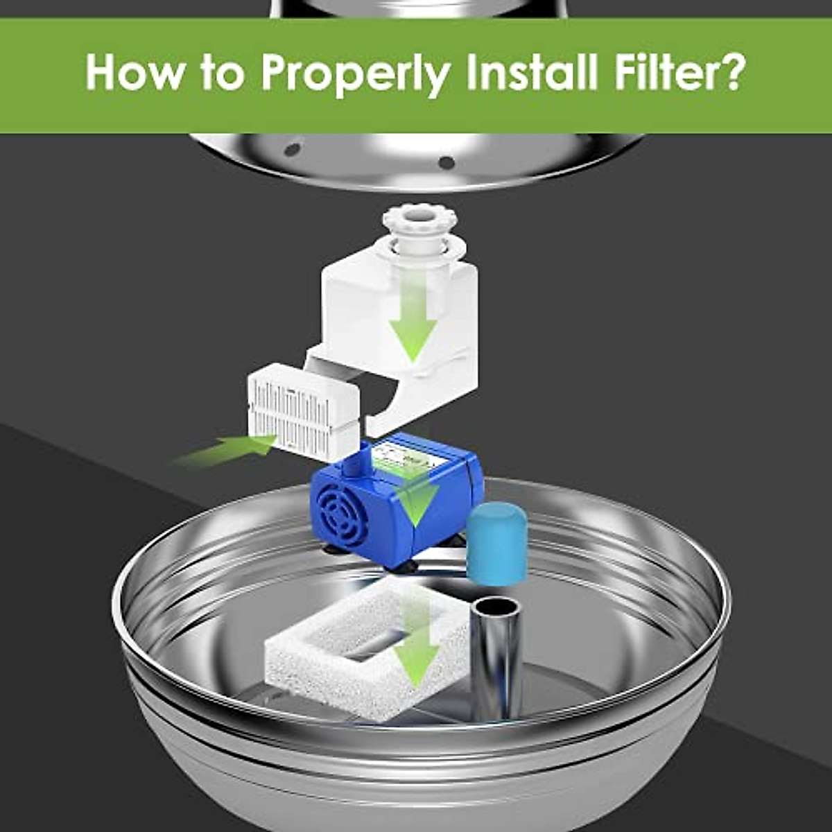 oneisall Pet Water Fountain Filter,Pet Drinking Fountain Filter for Cats, Small Dogs - 4 Carbon Filters