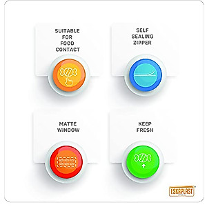 50 Pcs Resealable Bags, Kraft Stand Up Pouches, Zip Lock Storage & Packaging Bag, Food Storage Bags, Reusable Ziplock Bags with Window (Transparent Gold, 11x18.5 cm (4.3x7.2 inch))