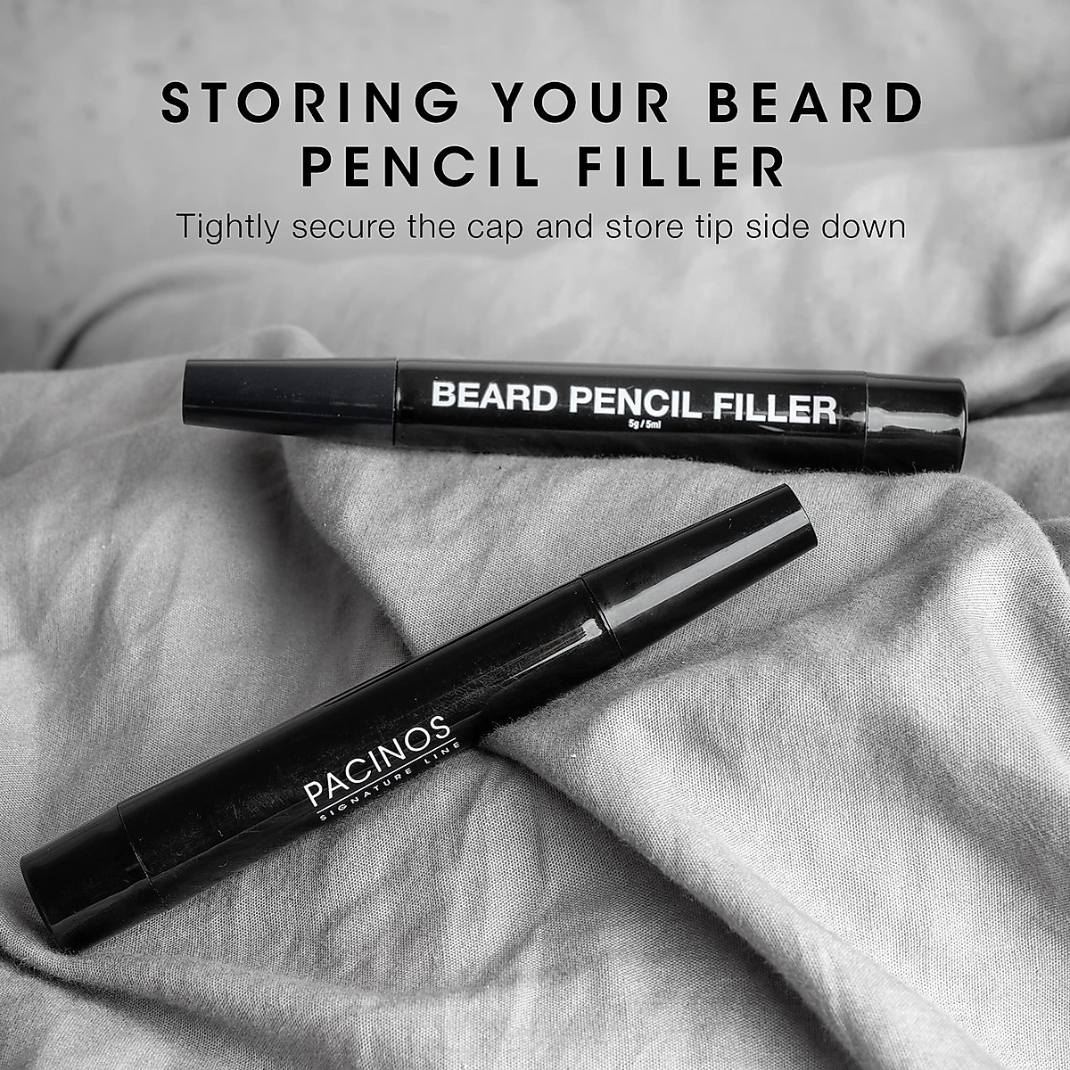 Pacinos Beard Pencil Filler - Water Proof, Long Lasting Coverage & Natural Finish - Beard, Moustache & Eyebrows - Micro-Fork Tip for Seamless Application - Bristle Brush Included(Light Brown)