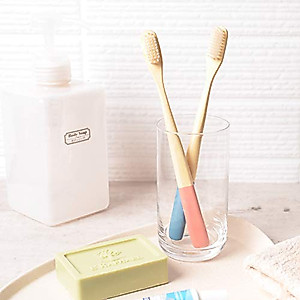 Bamboo Toothbrushes Pack of 4 | eco-Friendly & Biodegradable | Non-Plastic BPA Free Soft Natural Bristles For Gingivitis And Sensitive teeth | Recyclable Eco Toothbrush Men & Women | By laboos
