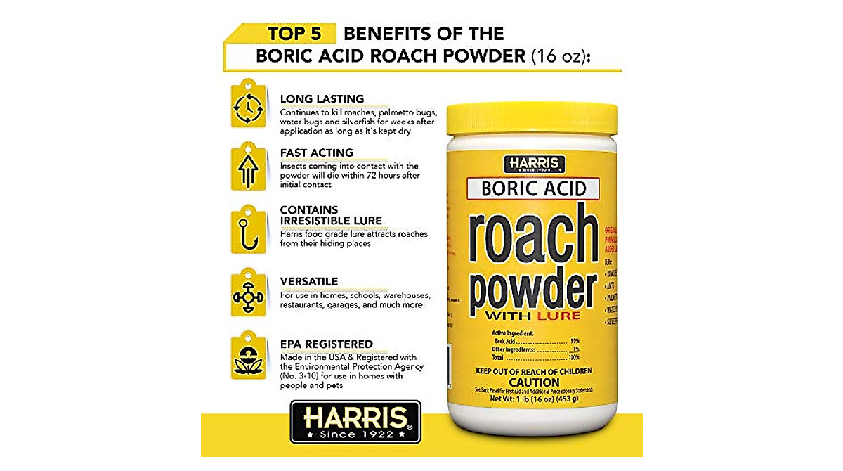 Harris Boric Acid Roach Killer Powder - Fast & Effective