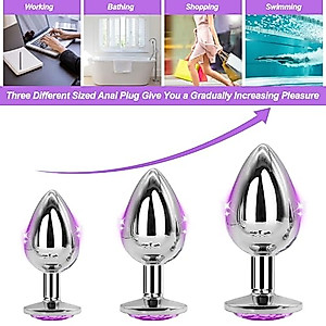 3 Size Solid Stainless Steel Suction Cup Realistic Classic Plug Double Headed (Purple)