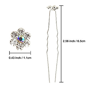 BETITETO Rhinestone Flower Hair Pins, 40 Pcs U-Shaped Crystal Party Wedding Bridal Hair Accessories for Women Girls (White)