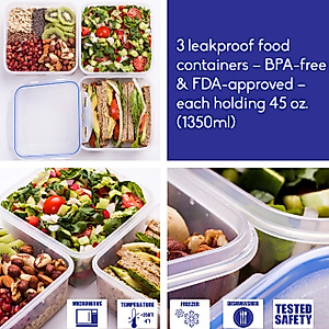 MDMP - My Daily Meal Plan 3 Large Food Containers (45 Oz.) (set of 3 containers)