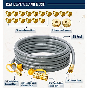 CALPOSE 15 Feet 5249 Propane to Natural Gas Conversion Kit for Blackstone 28”, 36” Griddle, 3/8 inch ID Natural Gas Hose Compatible for Tailgater, Rangetop Combo & Single Burner Rec Stove
