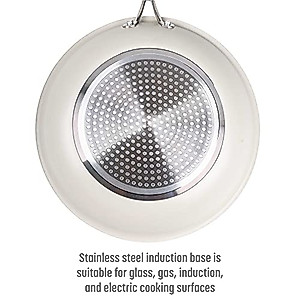 Goodful Ceramic Nonstick 11 Inch Frying Pan, Dishwasher Safe Pots and Pans, Comfort Grip Stainless Steel Handle, Skillet Made without PFOA, Cream