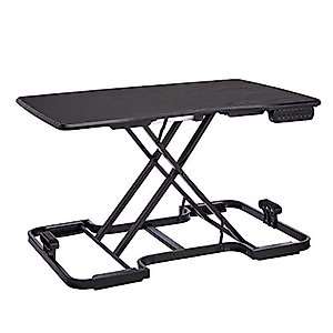 Amazon Basics Rectangular 5-Level Adjustable/Portable Electronic Standing Computer Desk Converter, Wood Surface, 18 Inch, Black