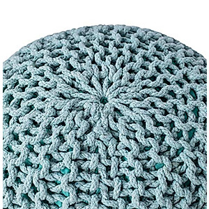 BIRDROCK HOME Round Floor Pouf Ottoman | Cotton Braided Foot Stool | Bedroom and Living Room Home Furniture | Sage Green