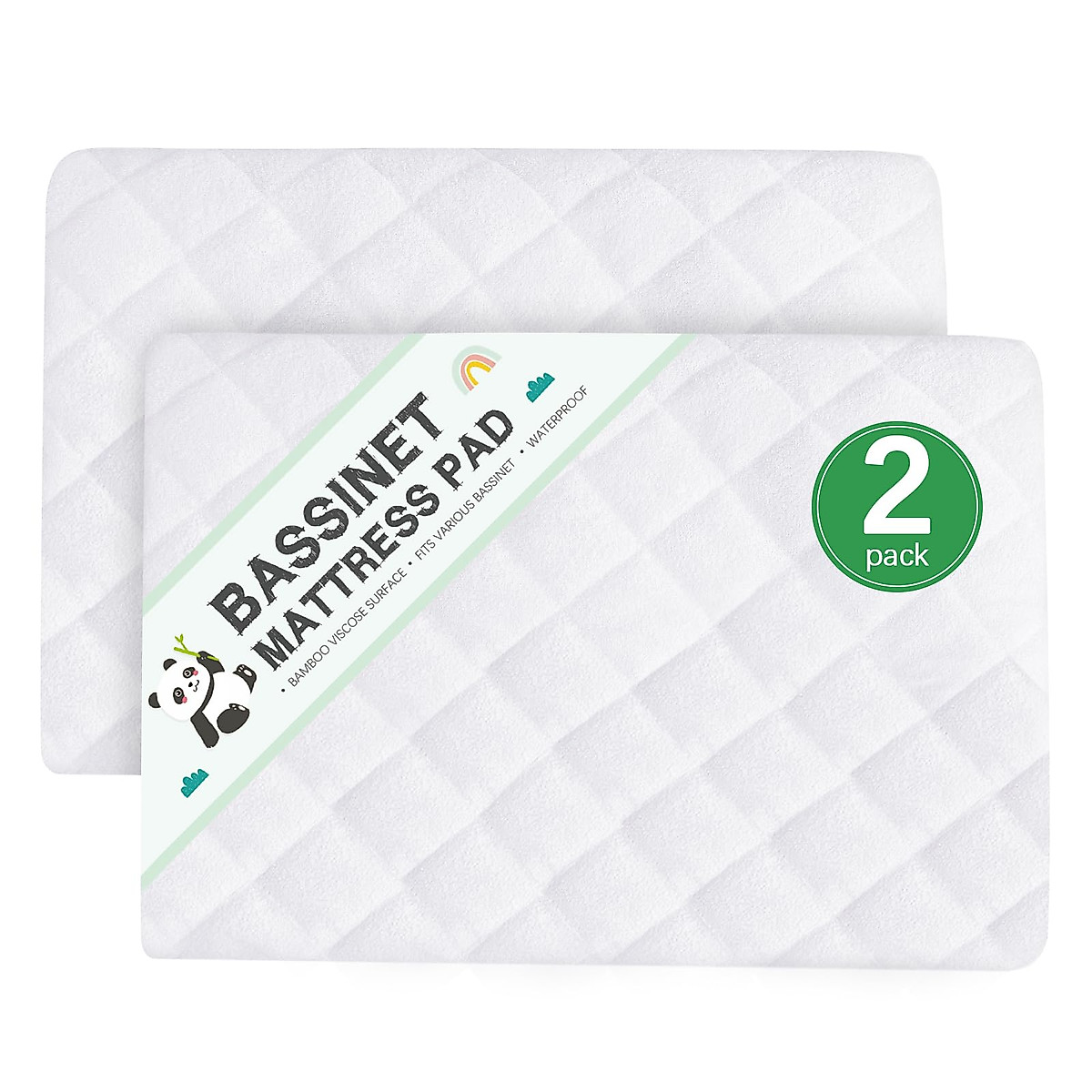 Waterproof Bassinet Mattress Protector, Fit for 17" x 33" Most Mainstream Bassinet Mattress - Rectangle, Hourglass, Oval, Ultra Soft Breathable, Viscose Made from Bamboo Surface, Washer & Dryer