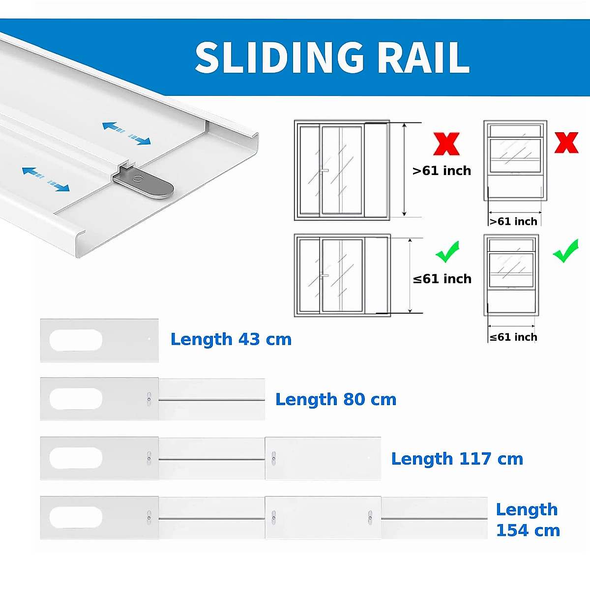 Portable Air Conditioner Window Kit for 15cm/5.9Inch or 13cm/5.1Inch Exhaust Hose with Apartments Coupler Adjustable Window Seal Not Include Exhaust Hose for AC Unit, AC Window Vent Kit