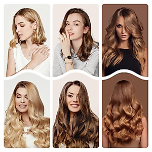 3 Barrel Curling Iron Wand, 1.25 Inch Ceramic Tourmaline Triple Barrels，Temperature Adjustable Portable Crimper Hair Iron for Beach Waves, Hair Waver Heats Up Quickly with LCD Temp Display（Rose Gold）