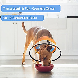 Inflatable Dog Cone, Soft Dog Cone Collar After Surgery for M L XL Dogs, with Detachable Anti Licking Shield and Inflator, 2 in 1 Adjustable Alternative, Does Not Block Vision, L