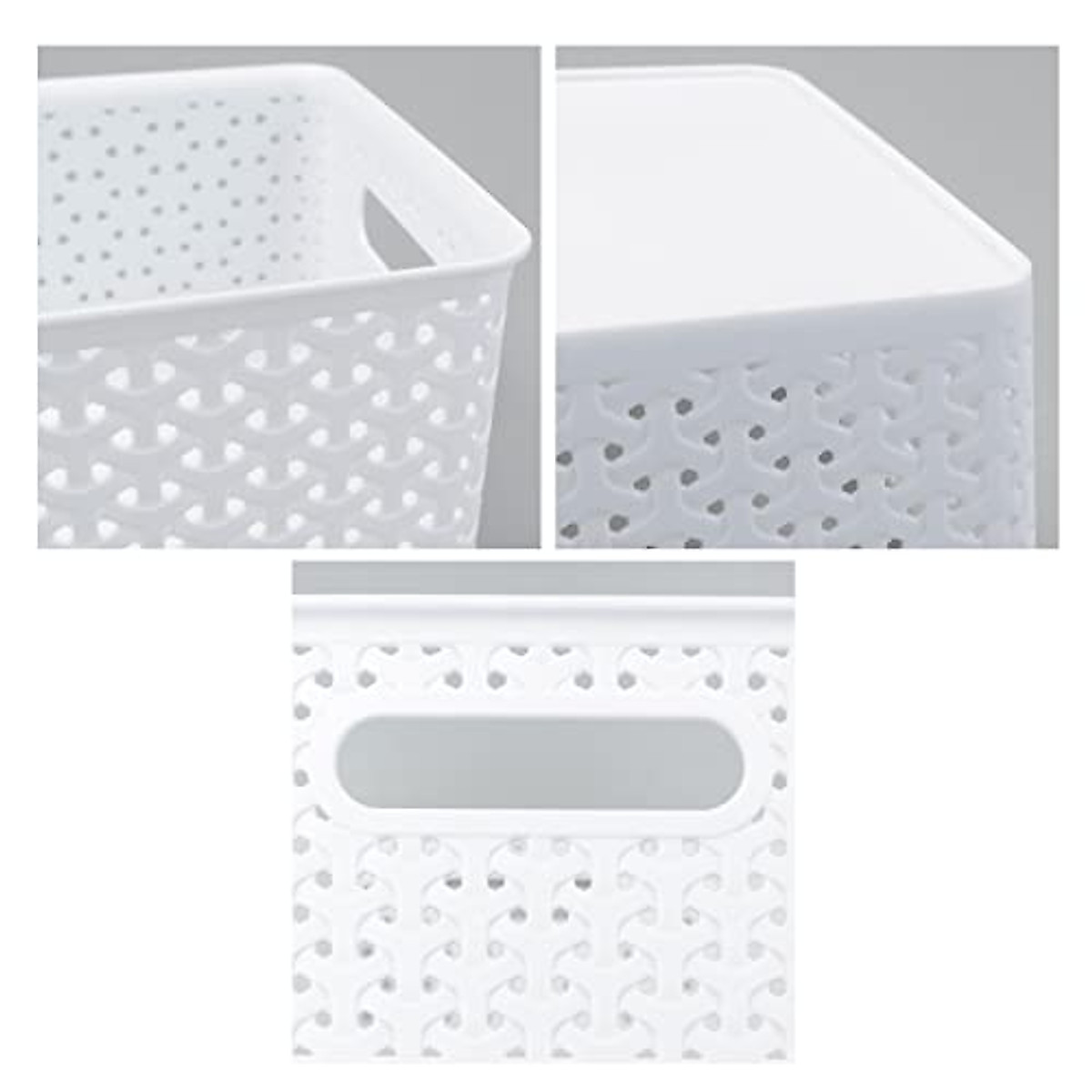 Inhouse Plastic Storage Baskets, White Plastic Bins Organizer, Set of 4