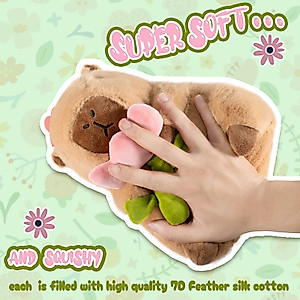 CHDBLOCK Flower Capybara Plush, Cute Capybara Plush Pillow Kawaii Flower Stuffed Aniamls Capybara Plushies Toys Gifts for Kids 11 inch