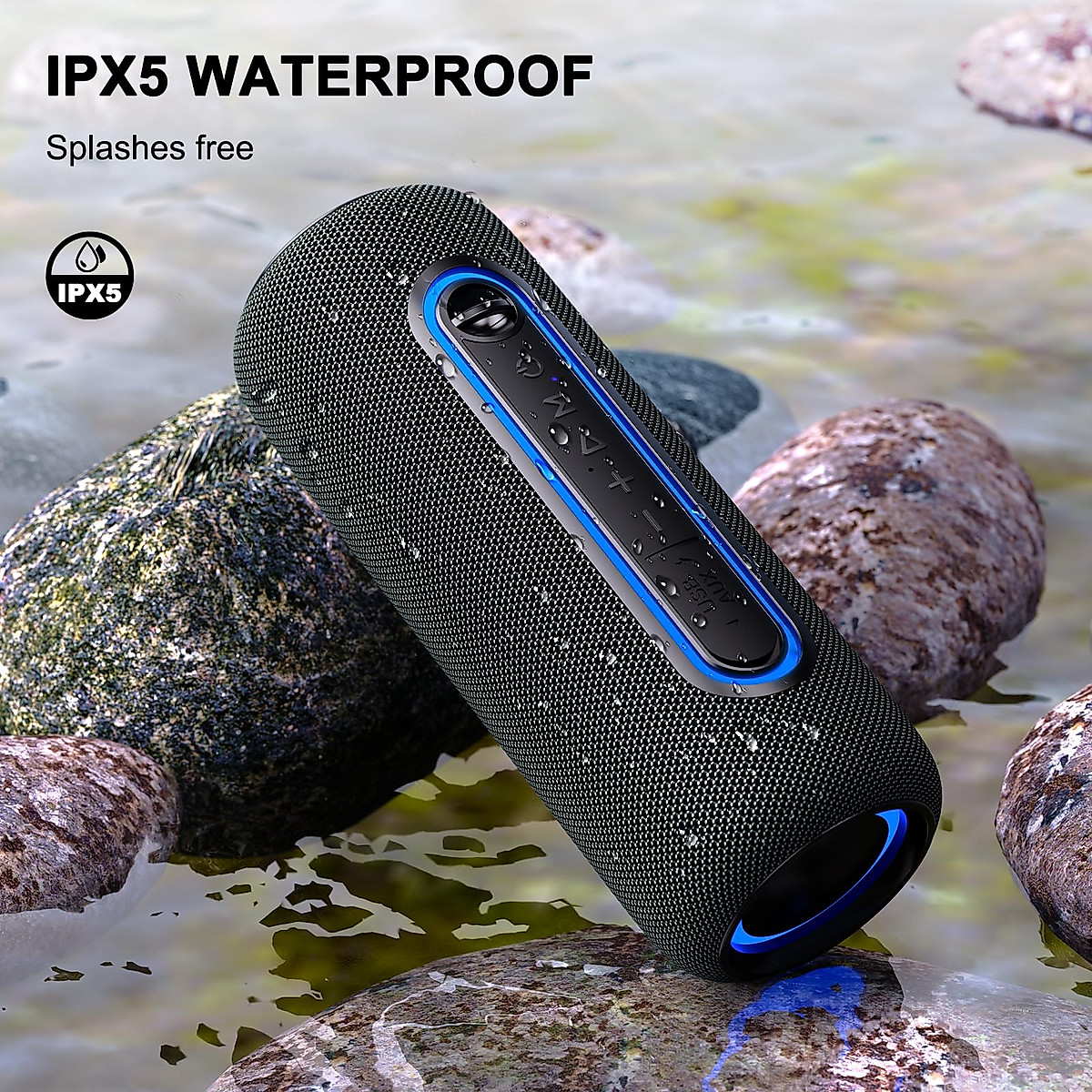 Bobtot Portable Bluetooth Speaker Wireless Speaker, TWS Stereo Sound Bluetooth 5.0 Waterproof IPX5 Built-in Mic with RGB Lights for Home Indoors and Outdoors Party…