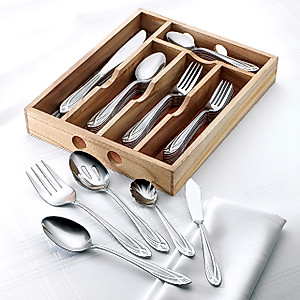 Hampton Forge Lace Frosted Flatware Set, Service for 8, Metallic